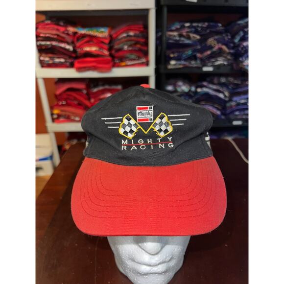 Vintage | Accessories | Vintage Racing Hat Mighty Flags Black Snapback ...
